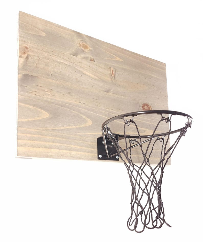 Rustic Wood Basketball Hoop: Weathered Gray Backboard, Black Rim - Etsy