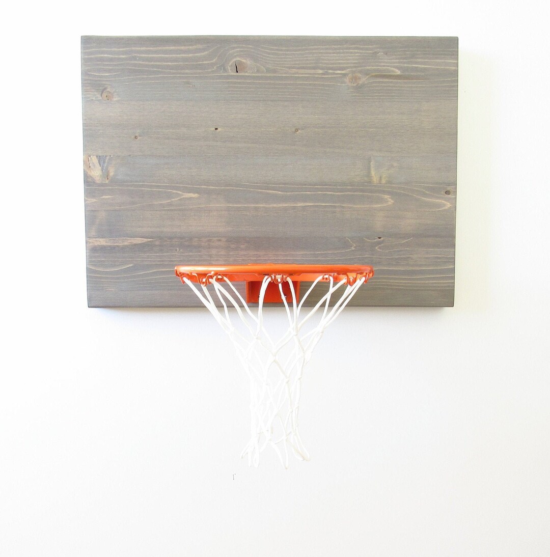 Weathered Gray Indoor Basketball Hoop. Wood Wall Mounted Basketball ...