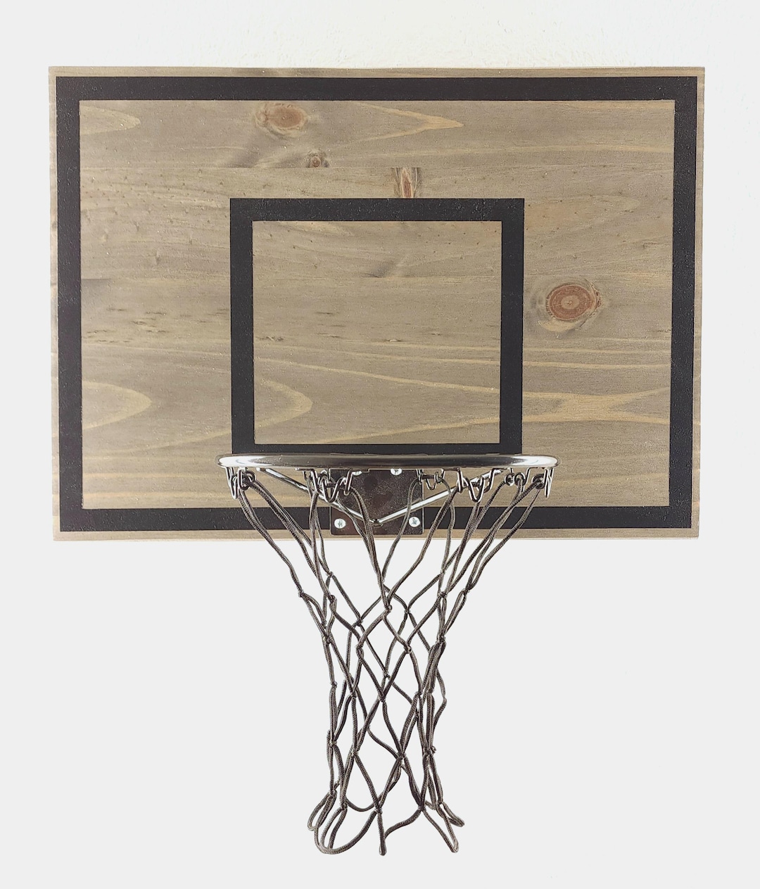 Indoor Wood Basketball Hoop: Weathered Gray, Black Trim - Basketball ...