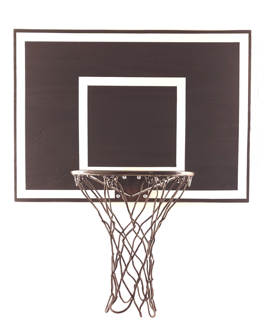 Black and White Basketball Hoop for Wall Handmade Indoor Mounted Wood ...