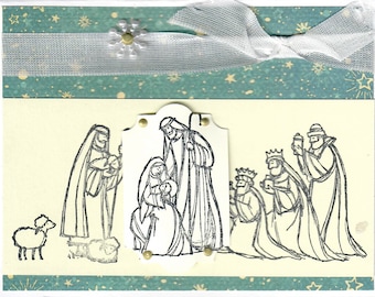 DIY Card Kit-primitive Santa Card Kit, Christmas Santa Card Kit, Father ...