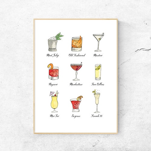 Classic Cocktails Print PRINTABLE ART Instant Download - Etsy
