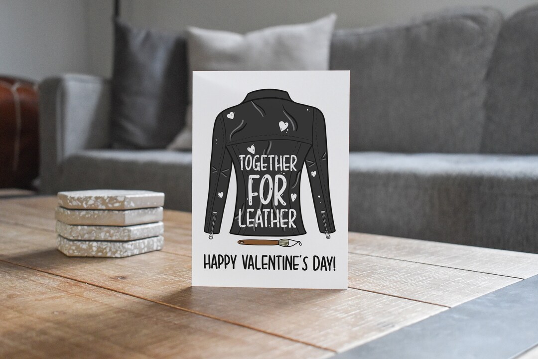 Funny Valentines Day Card Leather Pun Card Card for Husband Card for ...