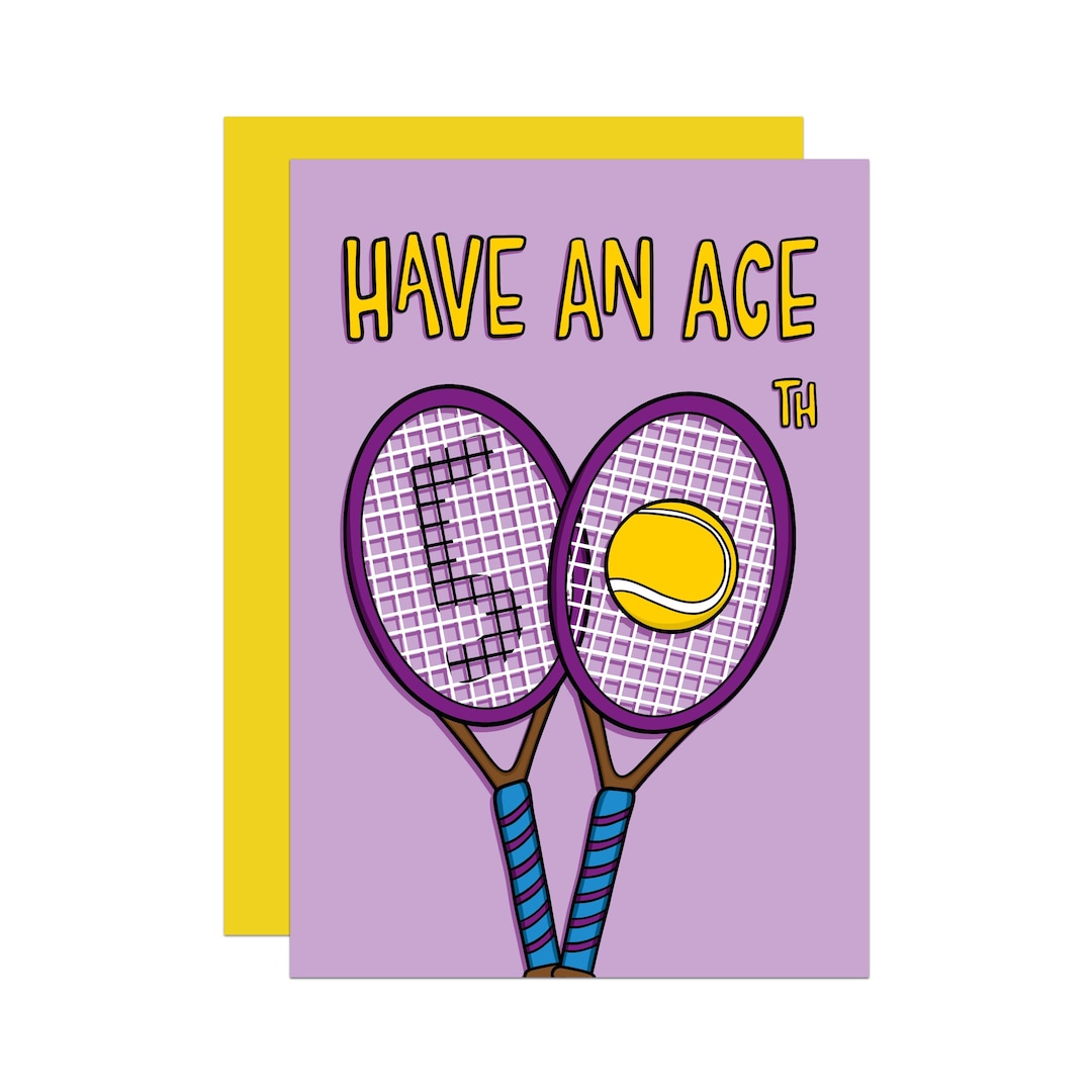 Tennis 50th Birthday Card | Wimbledon Card | Card for Friend | Card for ...