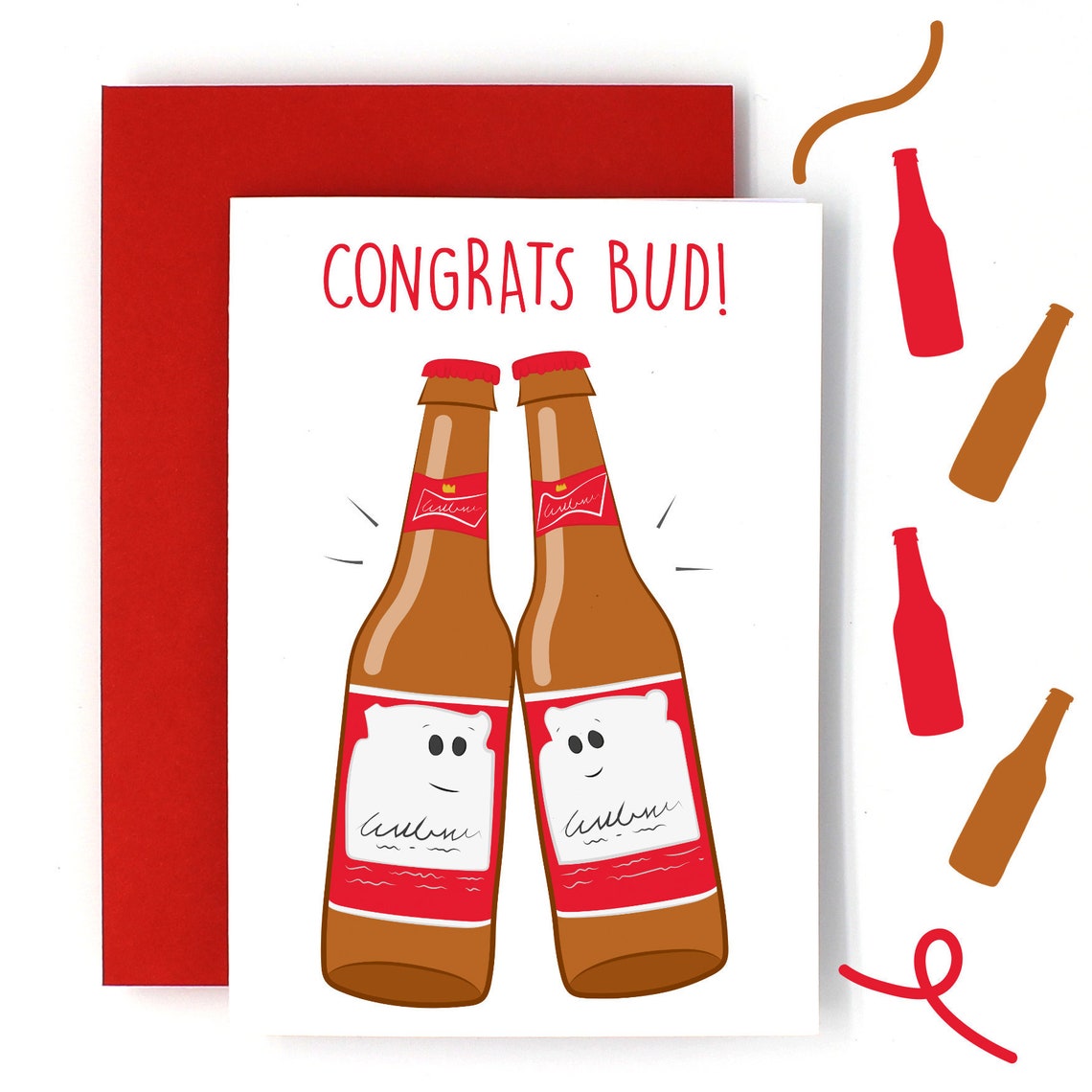 CLEARANCE SALE Congratulations Bud Beer Pun A6 Card | Etsy