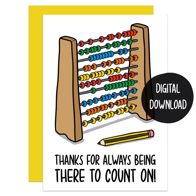 Cute Thank You Card Maths Teacher Card Thank You Card for - Etsy