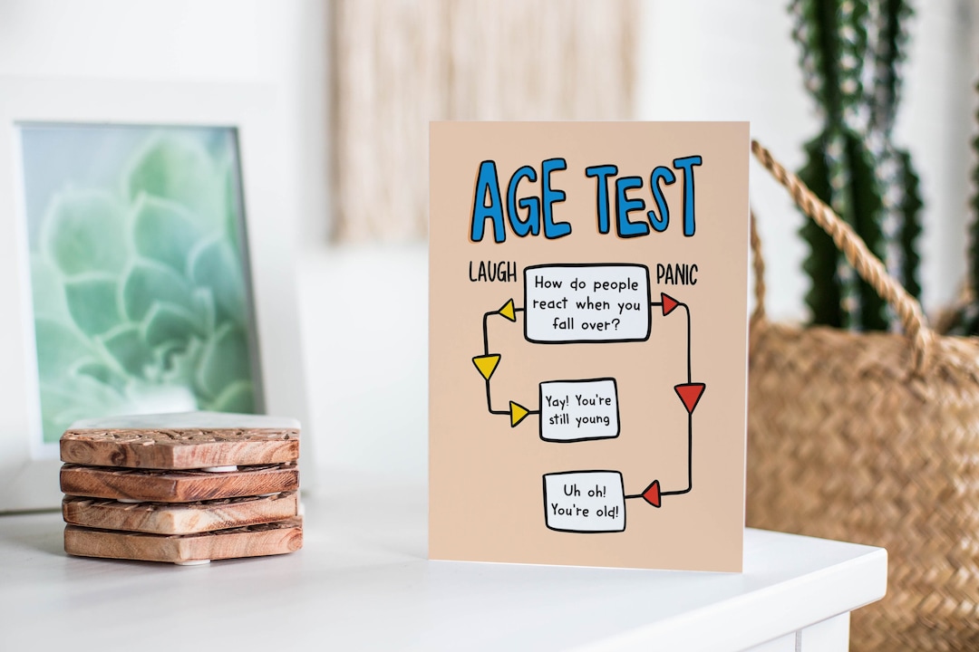Getting Old Card Funny Birthday Card Age Test Card Falling Over Card ...