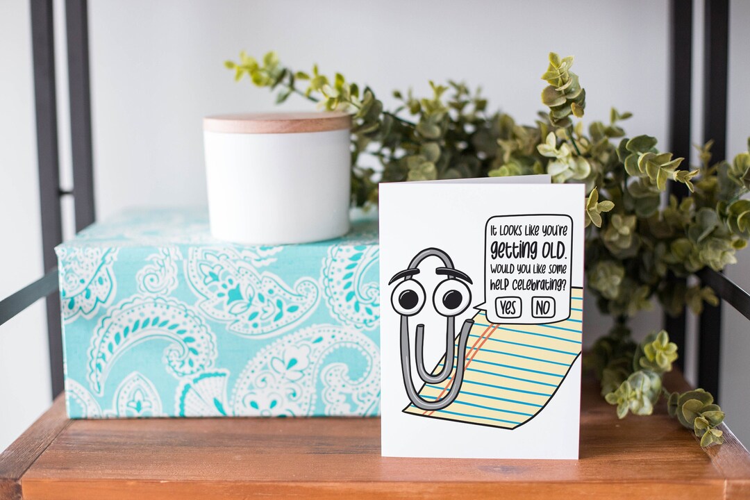 Nostalgic Birthday Card Clippy Birthday Card Funny Birthday Gift ...
