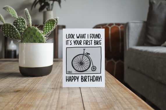 Bike Birthday Card Funny Cycling Card Old Bike Card - Etsy