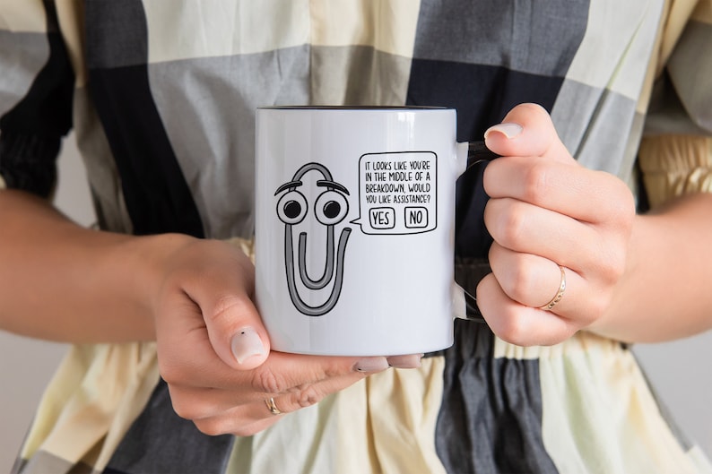 Funny Millennial Mug Clippy Paperclip Breakdown Mug Funny - Etsy UK