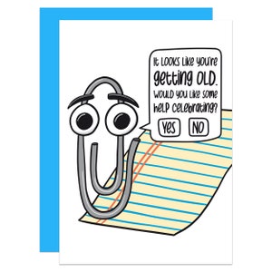 Nostalgic Birthday Card Clippy Birthday Card Funny Birthday Gift ...