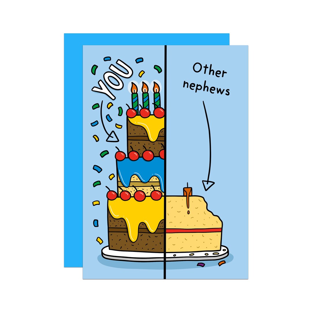 Funny Nephew Birthday Card: Extravagant Cake Design - Etsy