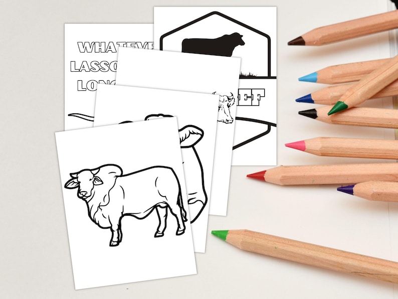 Beef Cattle Coloring Pages | Farm Animal Digital Download | Western ...