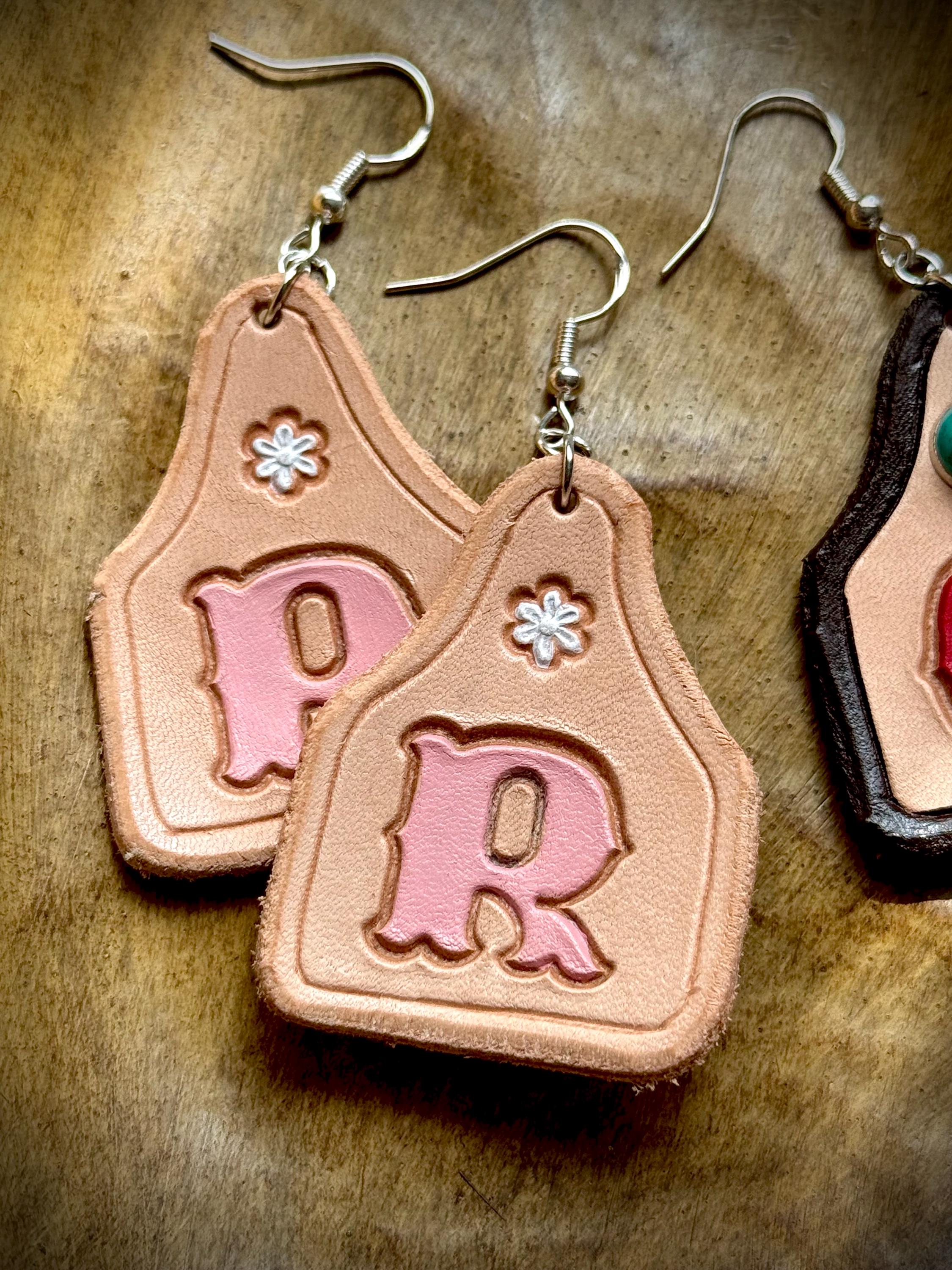 Custom Leather Cow Tag Earrings: Hand-tooled Western Jewelry - Etsy