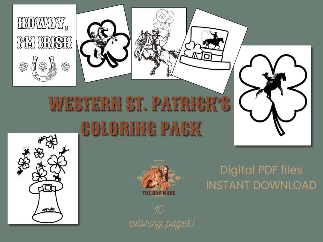 Western St. Patrick’s Day Coloring Pages | Cowboy & Cowgirl Digital ...