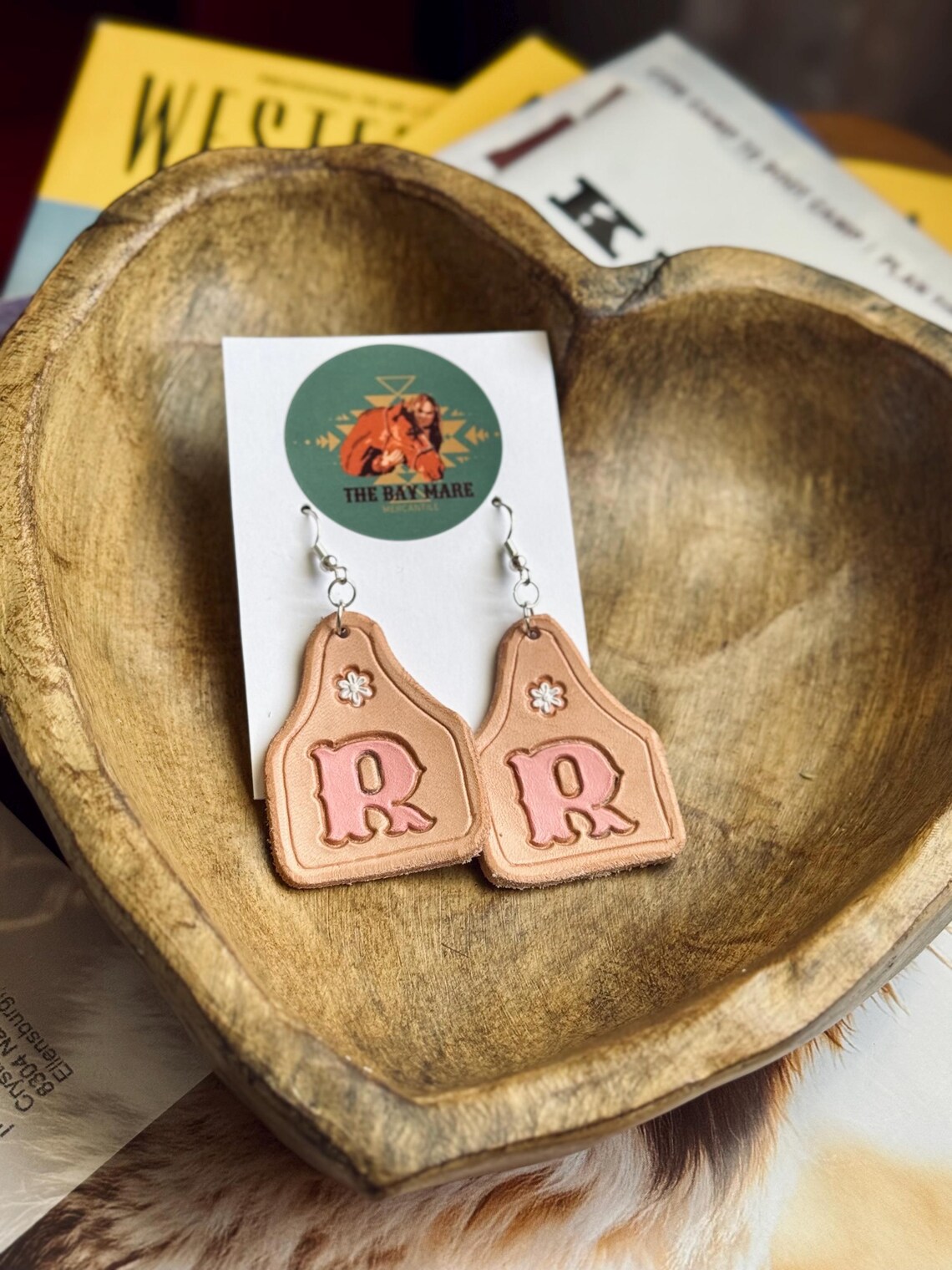 Custom Leather Cow Tag Earrings: Hand-tooled Western Jewelry - Etsy