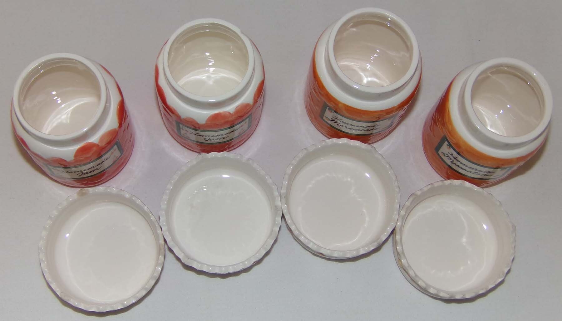 Vintage Ceramic Jam Marmalade Jars Lidded Canisters Hand Painted Jam ...