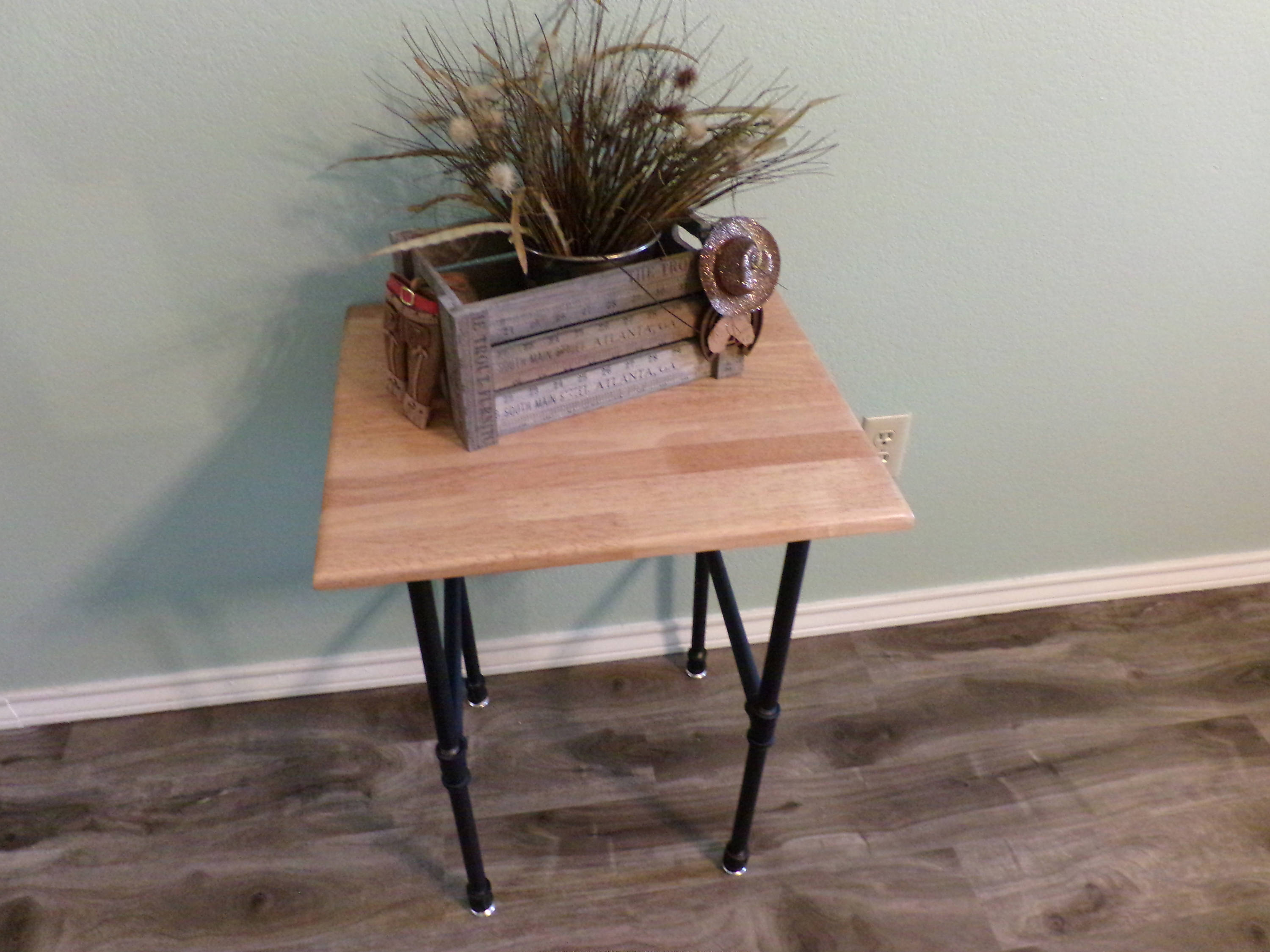 Pair of Reclaimed Wood Butcher Block End Tables / Accent Tables ...