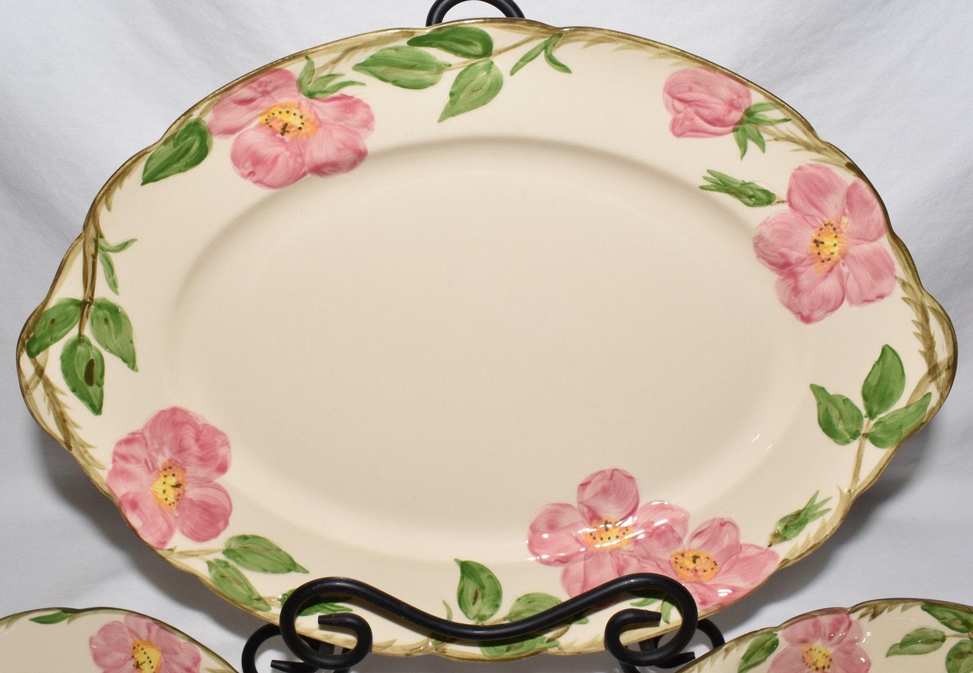 Franciscan China Desert Rose 3pc Hostess Set 14" Oval Serving Tray 2 ...