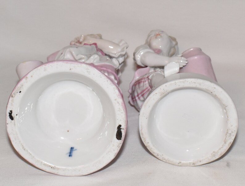 Antique 1800s Sitzendorf Porcelain Figurine Lady W Flowers Boy W Jug ...