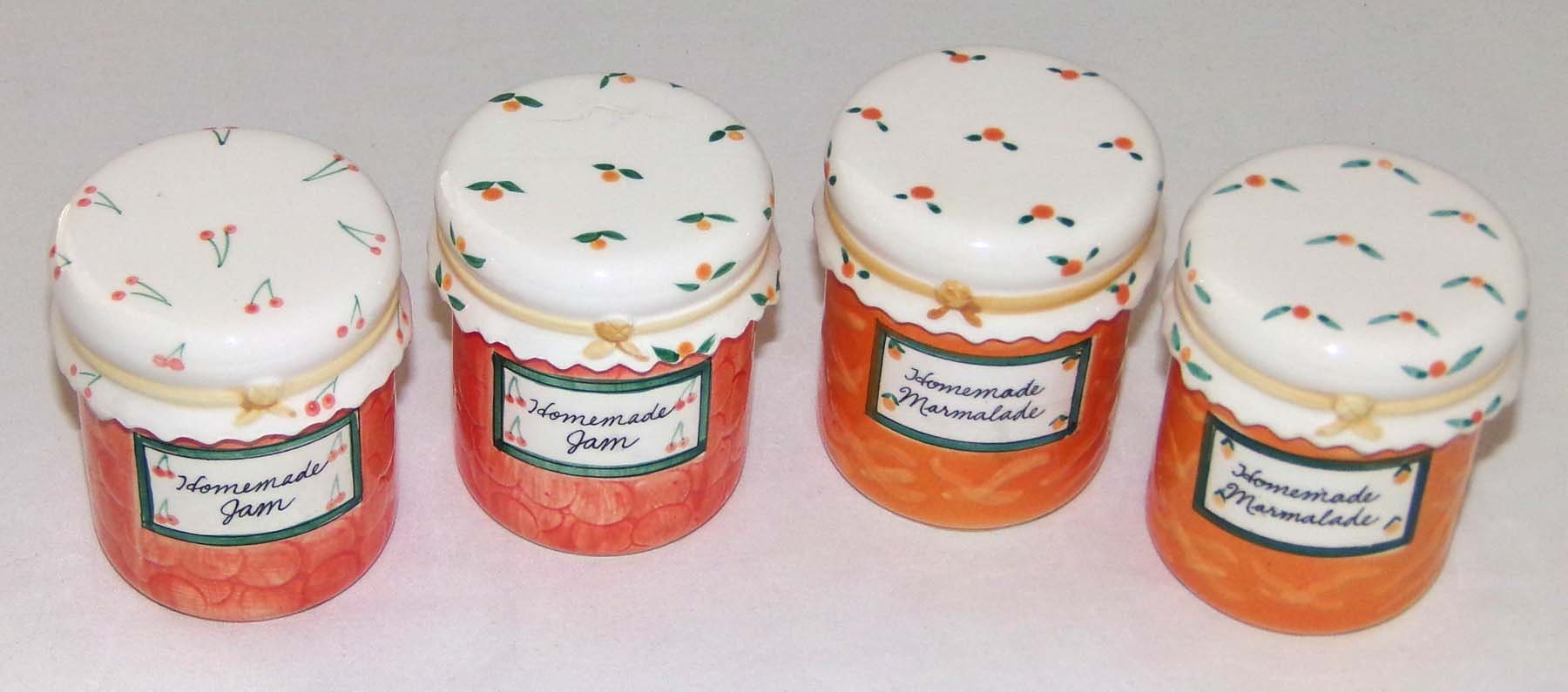 Vintage Ceramic Jam Marmalade Jars Lidded Canisters Hand Painted Jam ...
