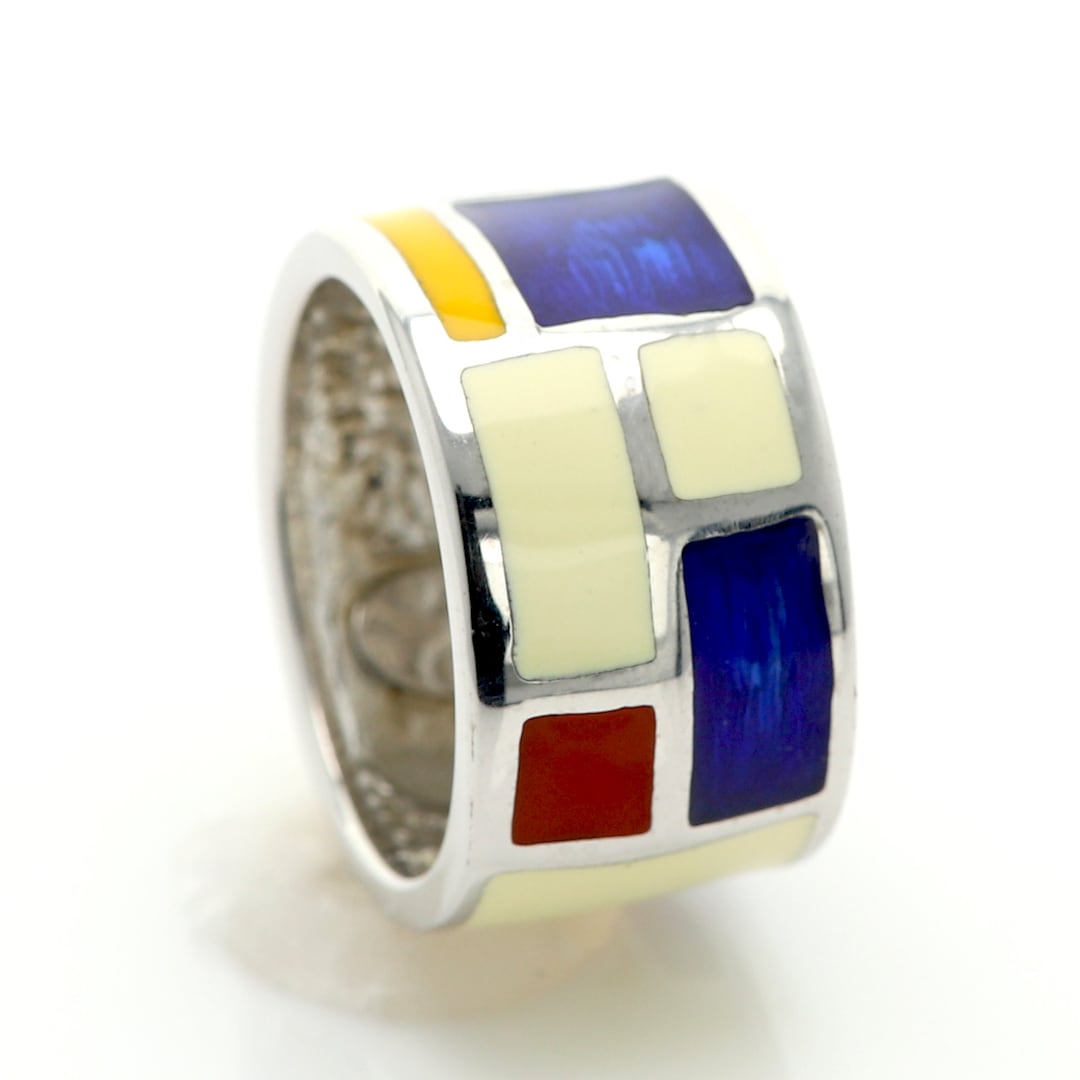 Art Ring Sterling Silver Famous Artist Mondrian Enamel Inspired ...