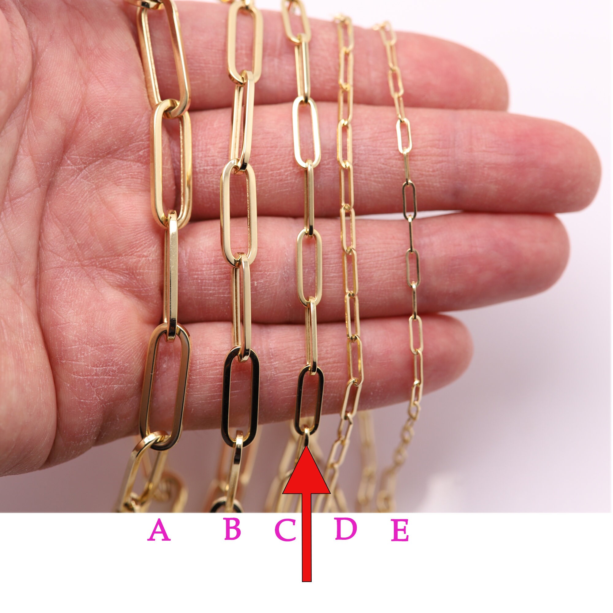Gold Paperclip Necklace Solid 14k Italian Gold Chains Paper Clip Style ...