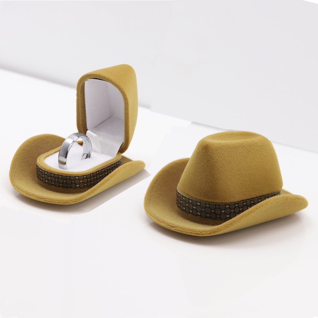 Small Compact Ring Box Cowboy Hat Design Ring Box Pocket Size Ring Box ...