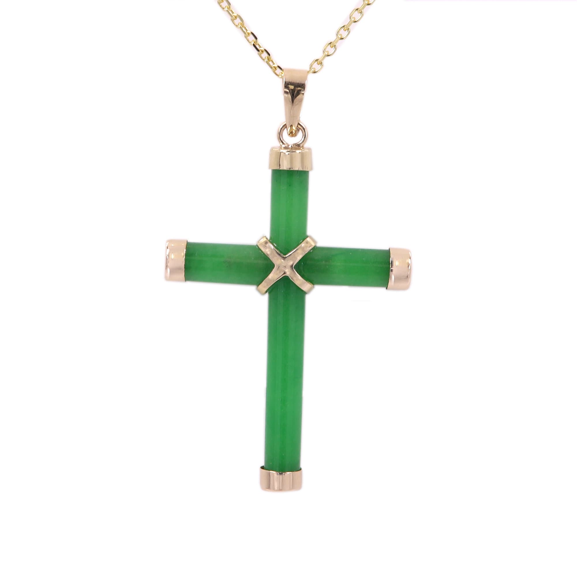 Jade Cross in Solid 14k Gold Yellow Gold Jade Gold Cross - Etsy