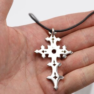 Vintage Gothic Cross Sterling Silver & Brass White Cz Stone - Etsy