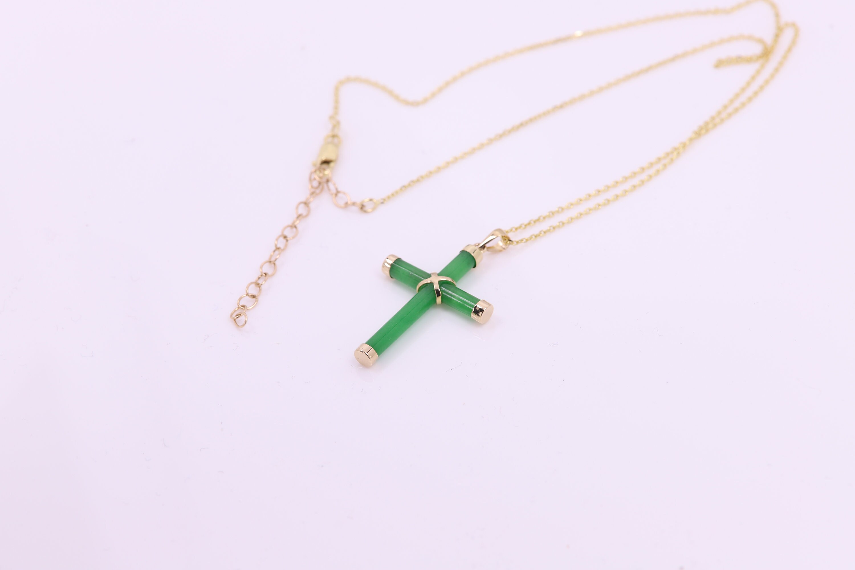 Jade Cross in Solid 14k Gold Yellow Gold Jade Gold Cross - Etsy