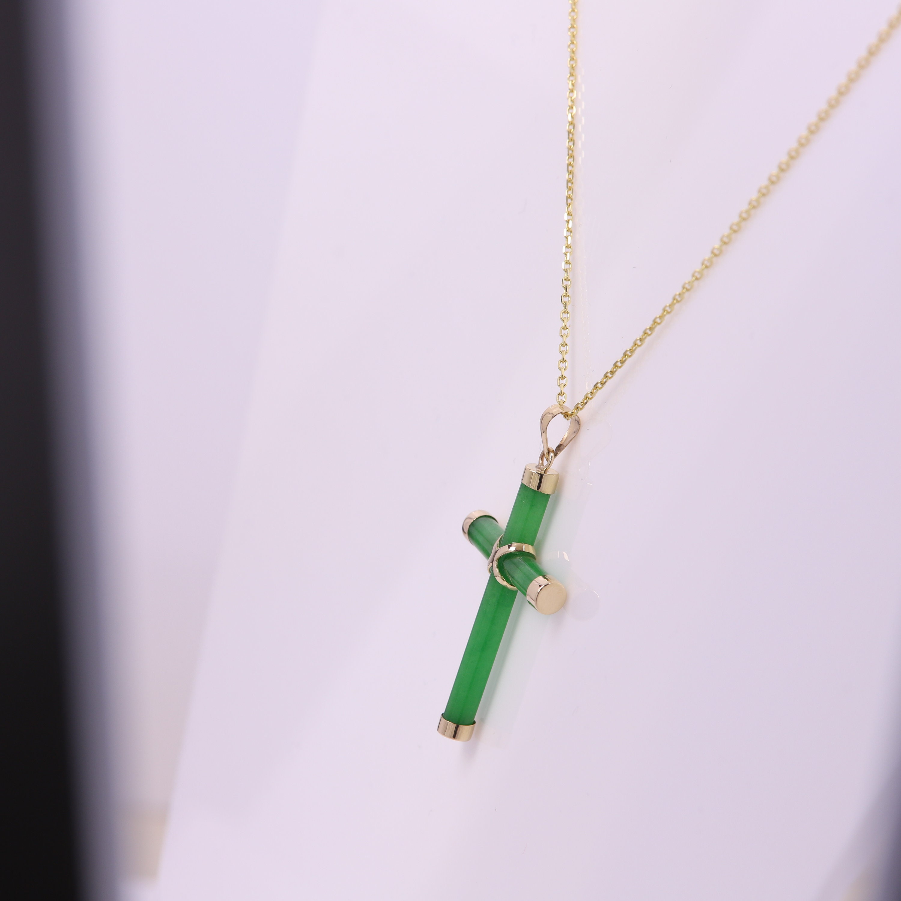 Jade Cross in Solid 14k Gold Yellow Gold Jade Gold Cross - Etsy
