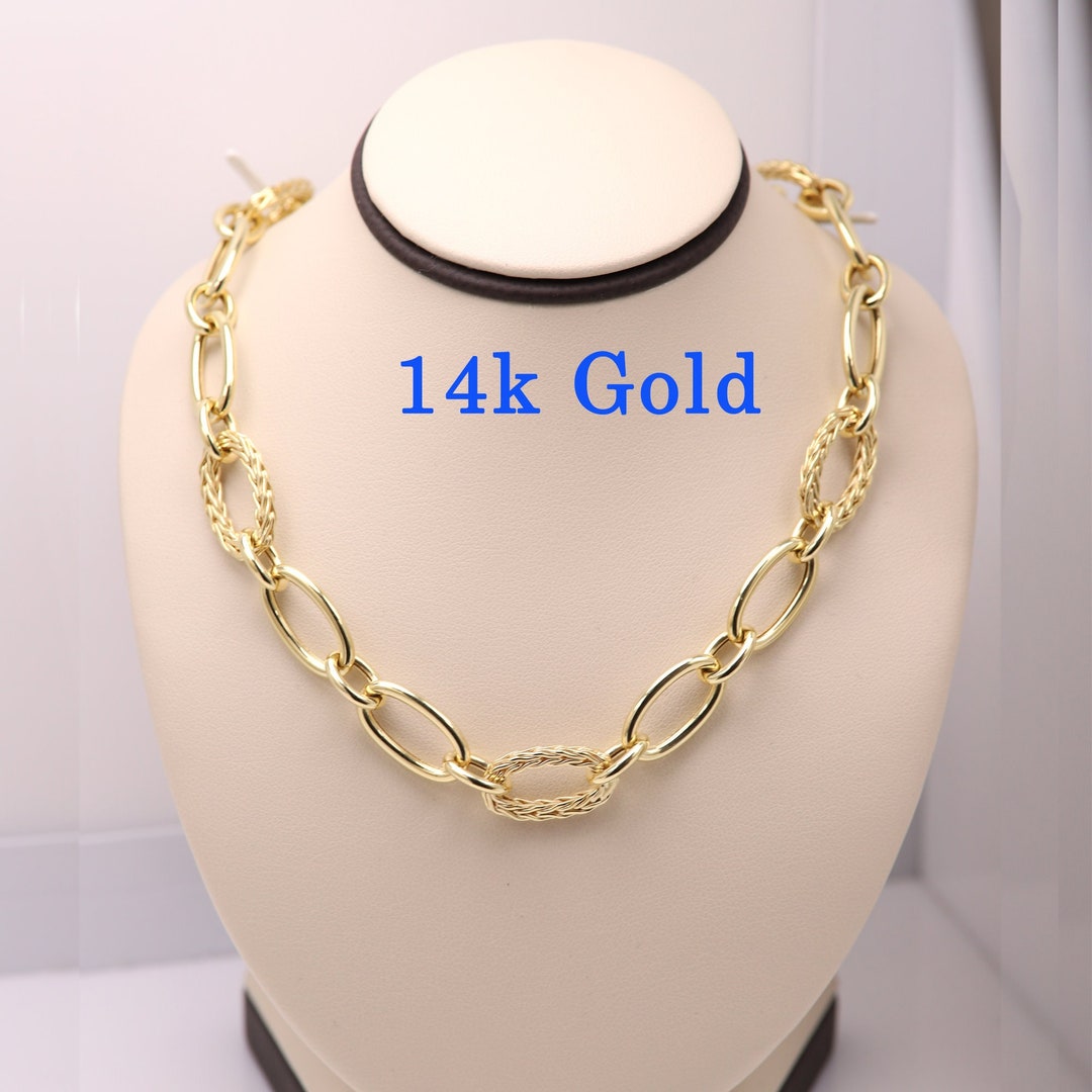 Fancy Italian Link Chain Necklace Solid 14k Gold Necklace Chain Italy ...