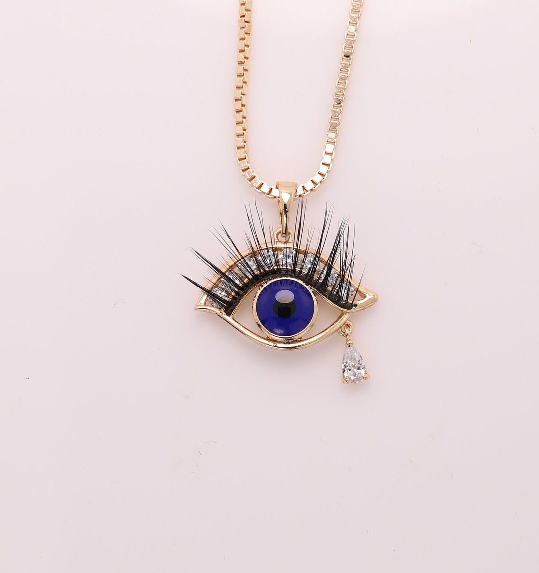 Evil Eye Eyelash Pendant Blue Eye Eyelashes - Etsy