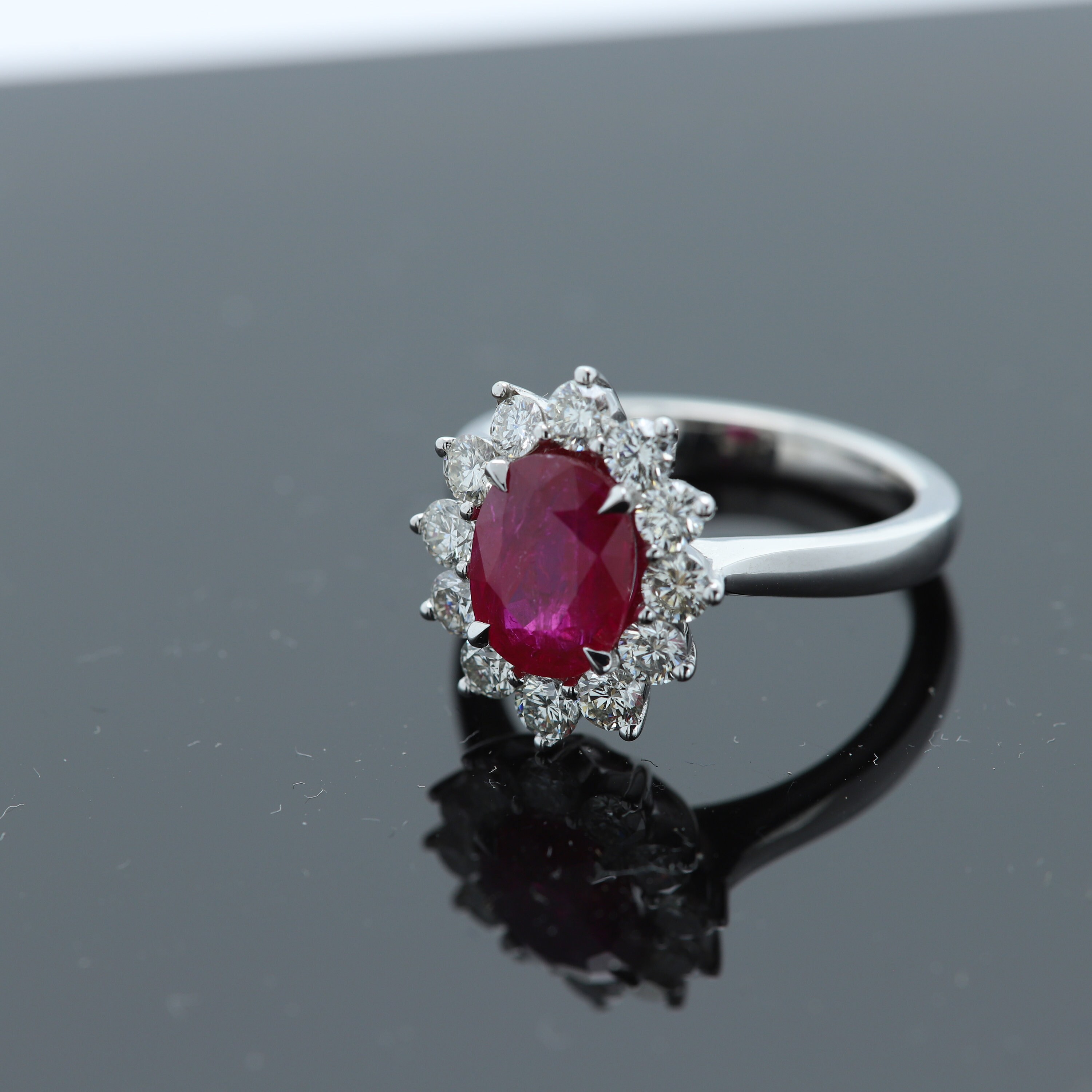 Large Natural Ruby Diana Style Ring Natural Ruby & Diamonds - Etsy UK