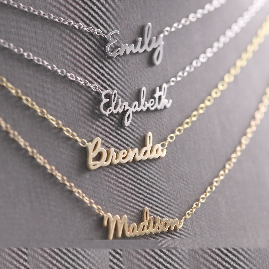 Personalized 14k Name Necklace Real Gold Name Necklace Yellow or White ...