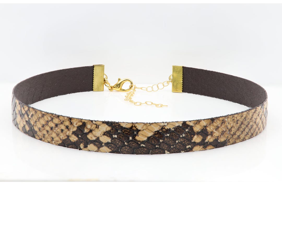 Snake Imitation Texture Choker Adjustable Leather Chokers (#22) - Etsy