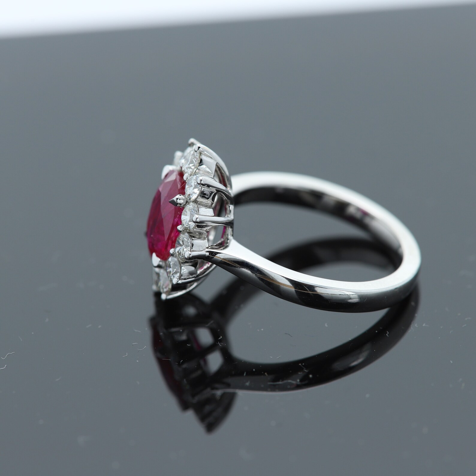 Large Natural Ruby Diana Style Ring Natural Ruby & Diamonds - Etsy UK