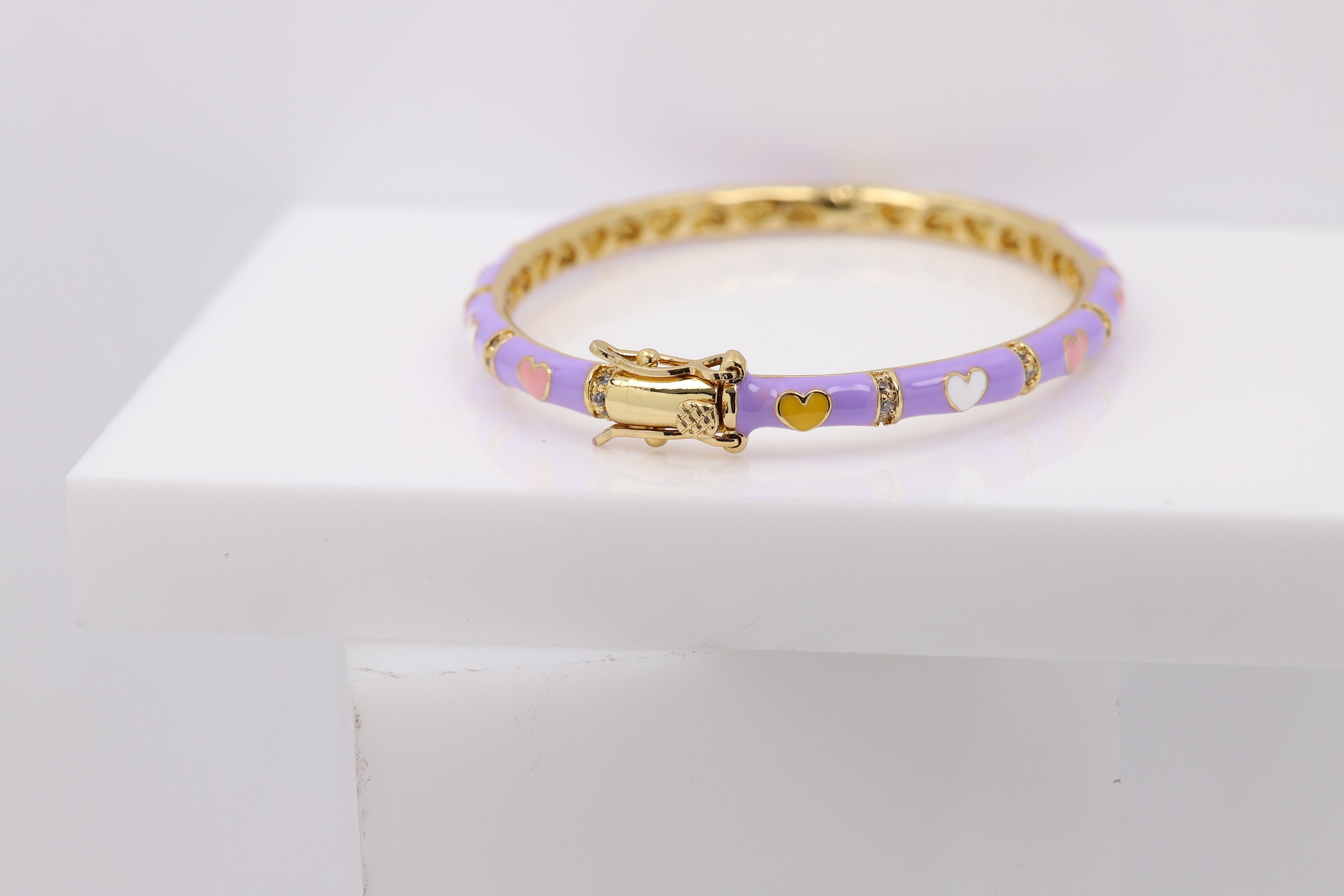 Purple Bangle Bracelet for Young Girls Ages 10 14 Light Purple Heart ...