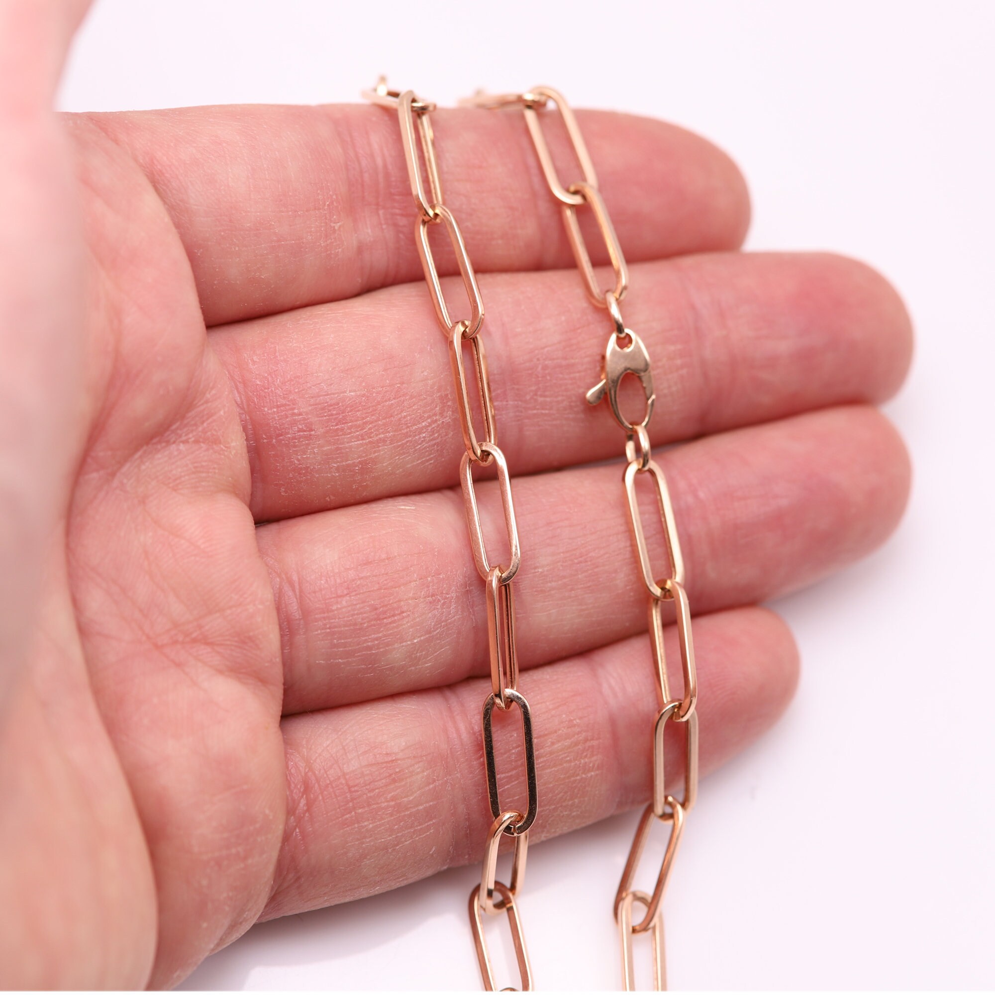 Gold Paperclip Necklace Solid 14k Italian Gold Chains Paper Clip Style ...