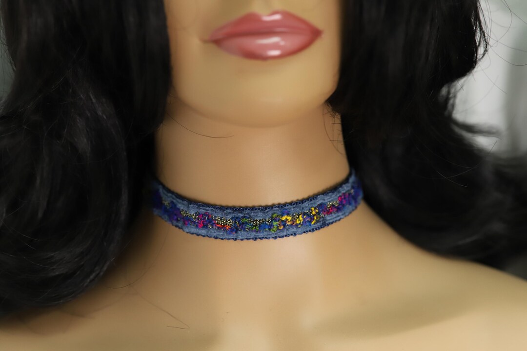 Blue Lace Choker Fancy Flower Chokers Adjustable (#7) - Etsy