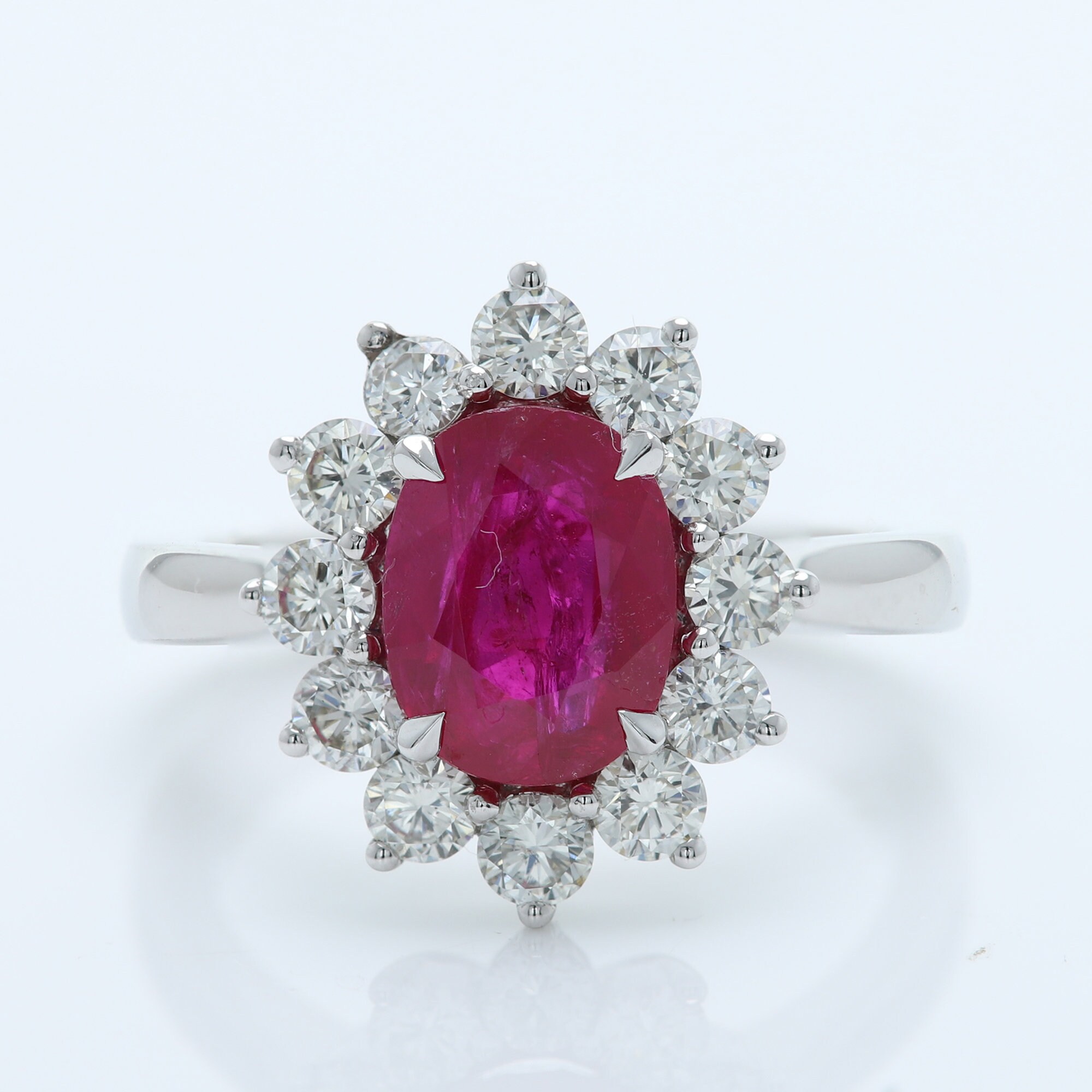 Large Natural Ruby Diana Style Ring Natural Ruby & Diamonds - Etsy UK