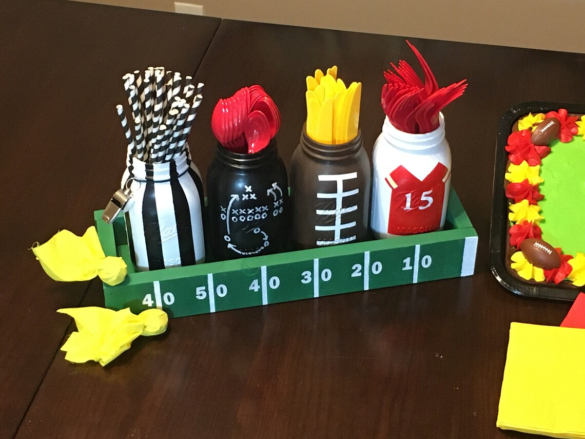 Kansas City Chiefs Football Party Mason Jar Set, Customize Team and ...