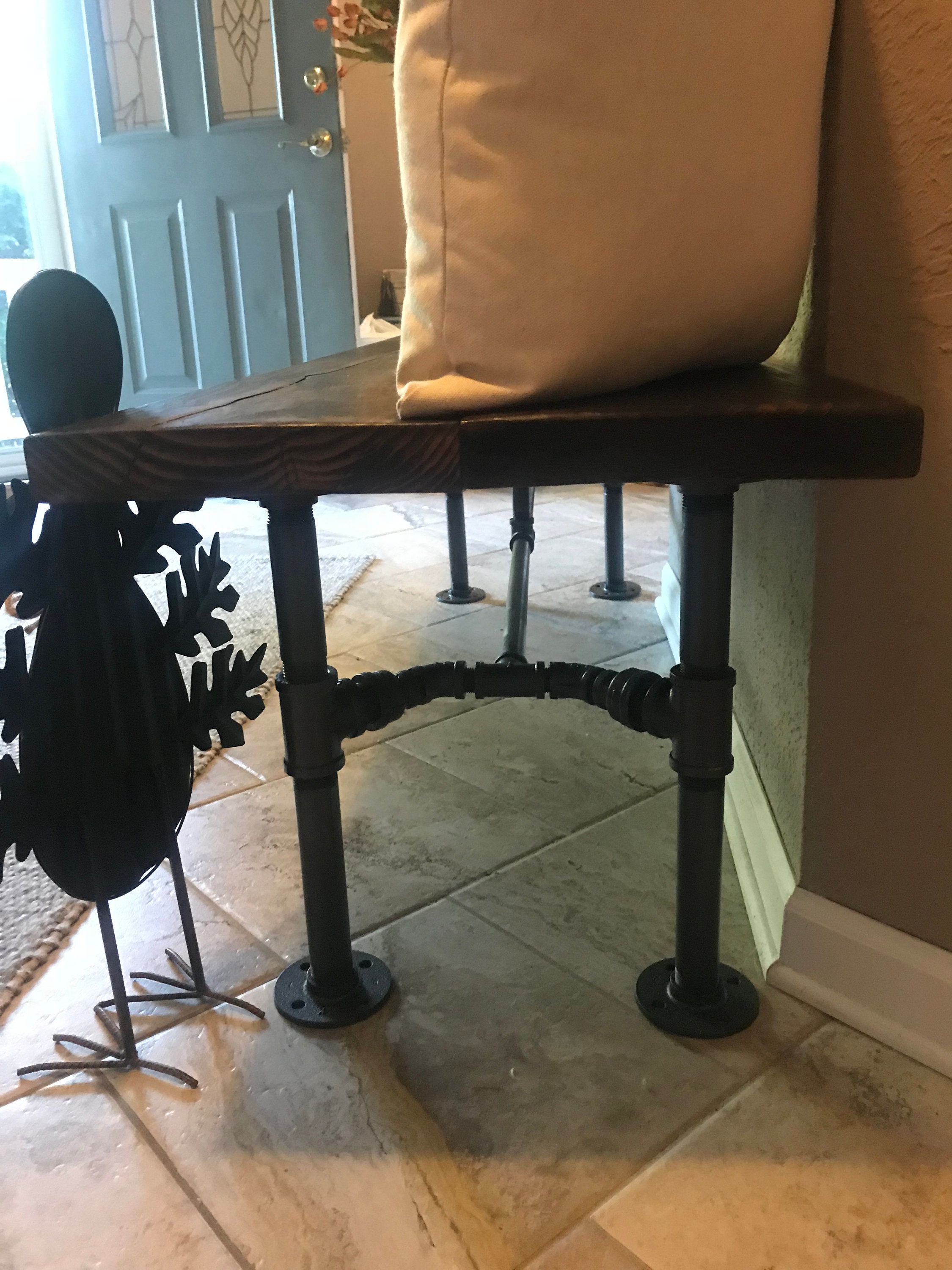 Custom Galvanized Pipe Bench for Amy, Salvaged Wood Bench, Farmhouse ...