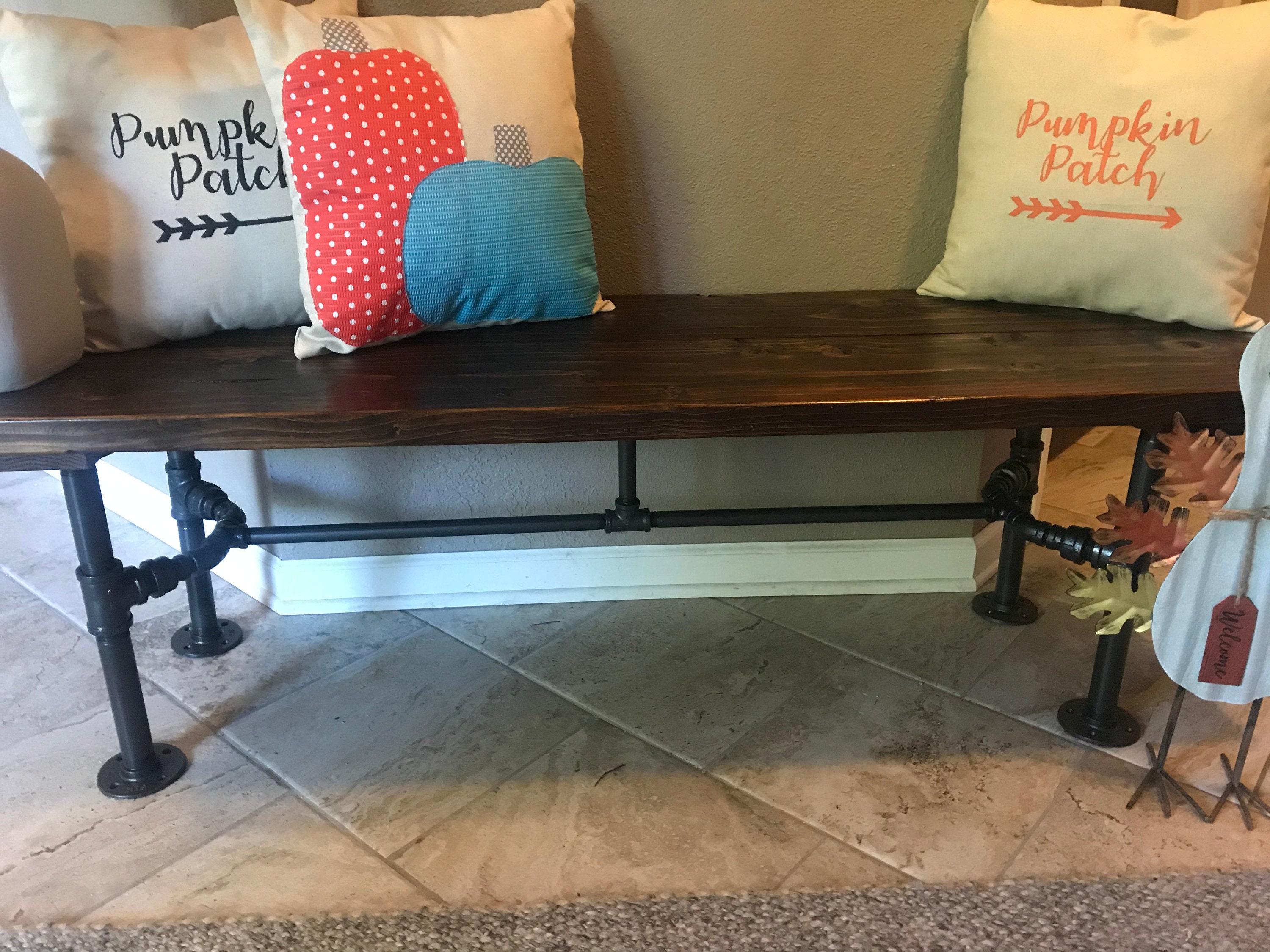 Custom Galvanized Pipe Bench for Amy, Salvaged Wood Bench, Farmhouse ...