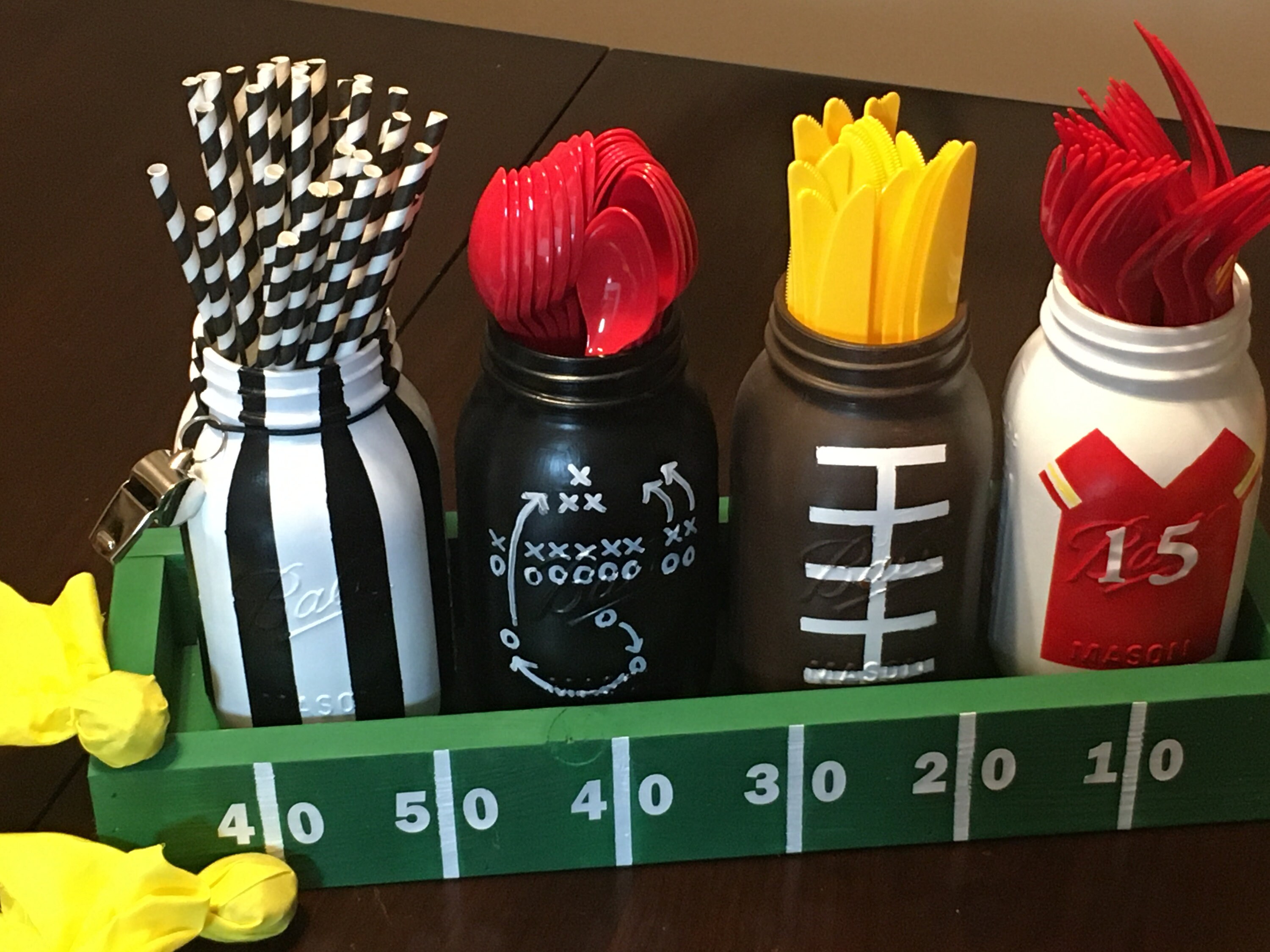 Kansas City Chiefs Football Party Mason Jar Set, Customize Team and ...