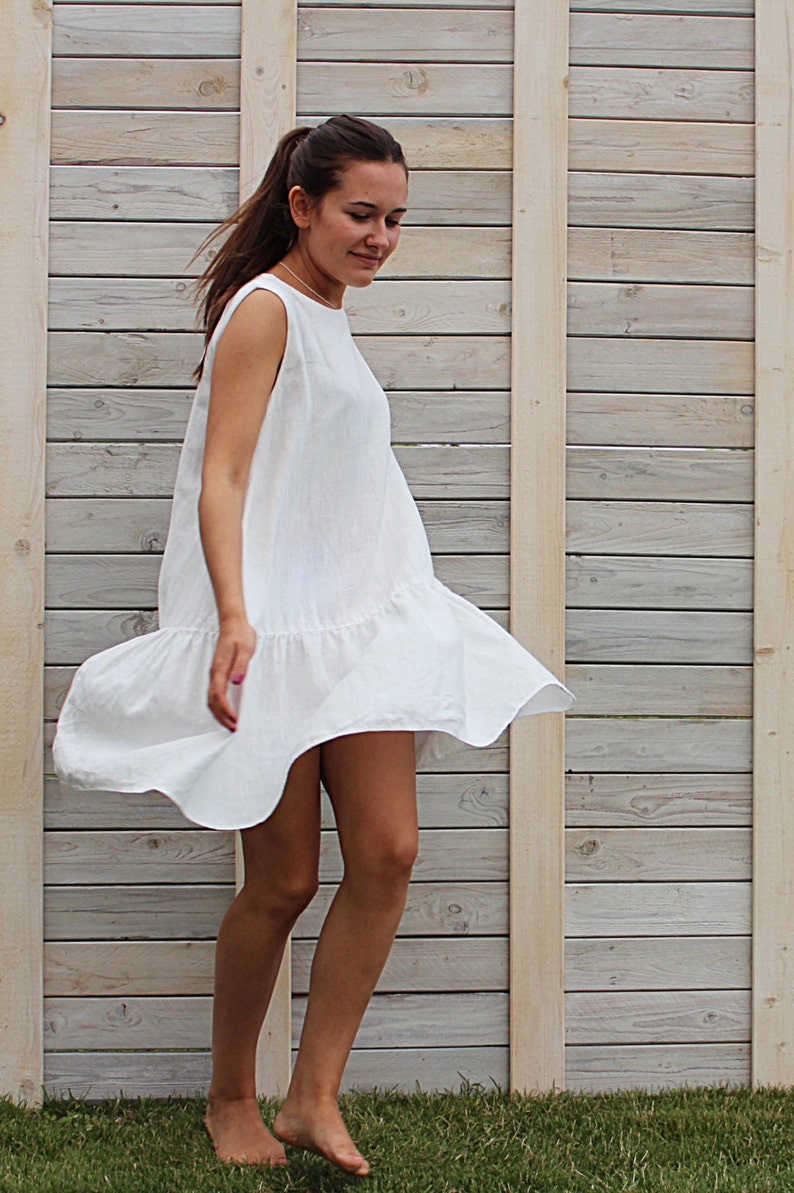 Linen Summer Dress Sleeveless Dress Day Dress Loose Fit Etsy