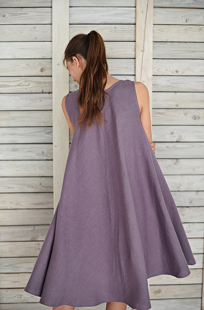Loose Fit Day Dress Linen Swing Summer Dress Sleeveless Etsy