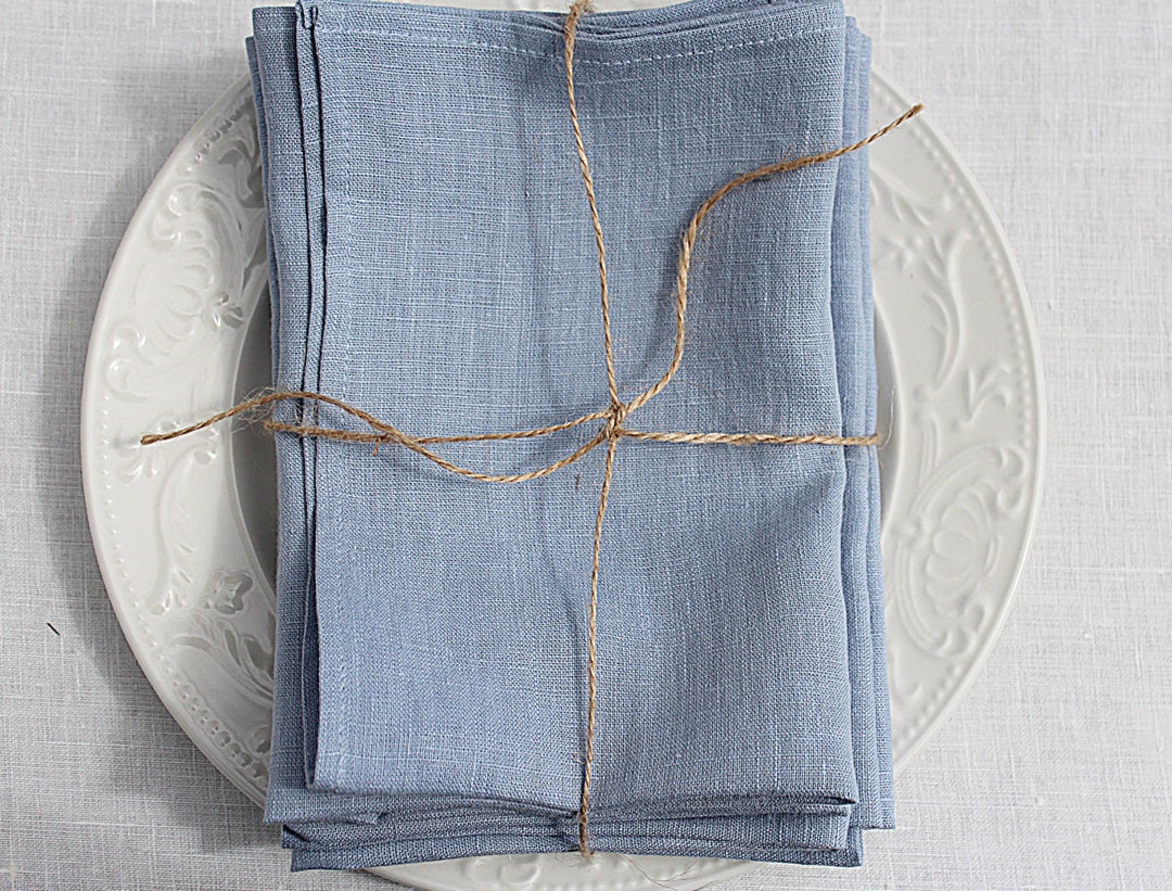 Washed Linen Napkins / Set of 6 / Greyish Blue - Etsy