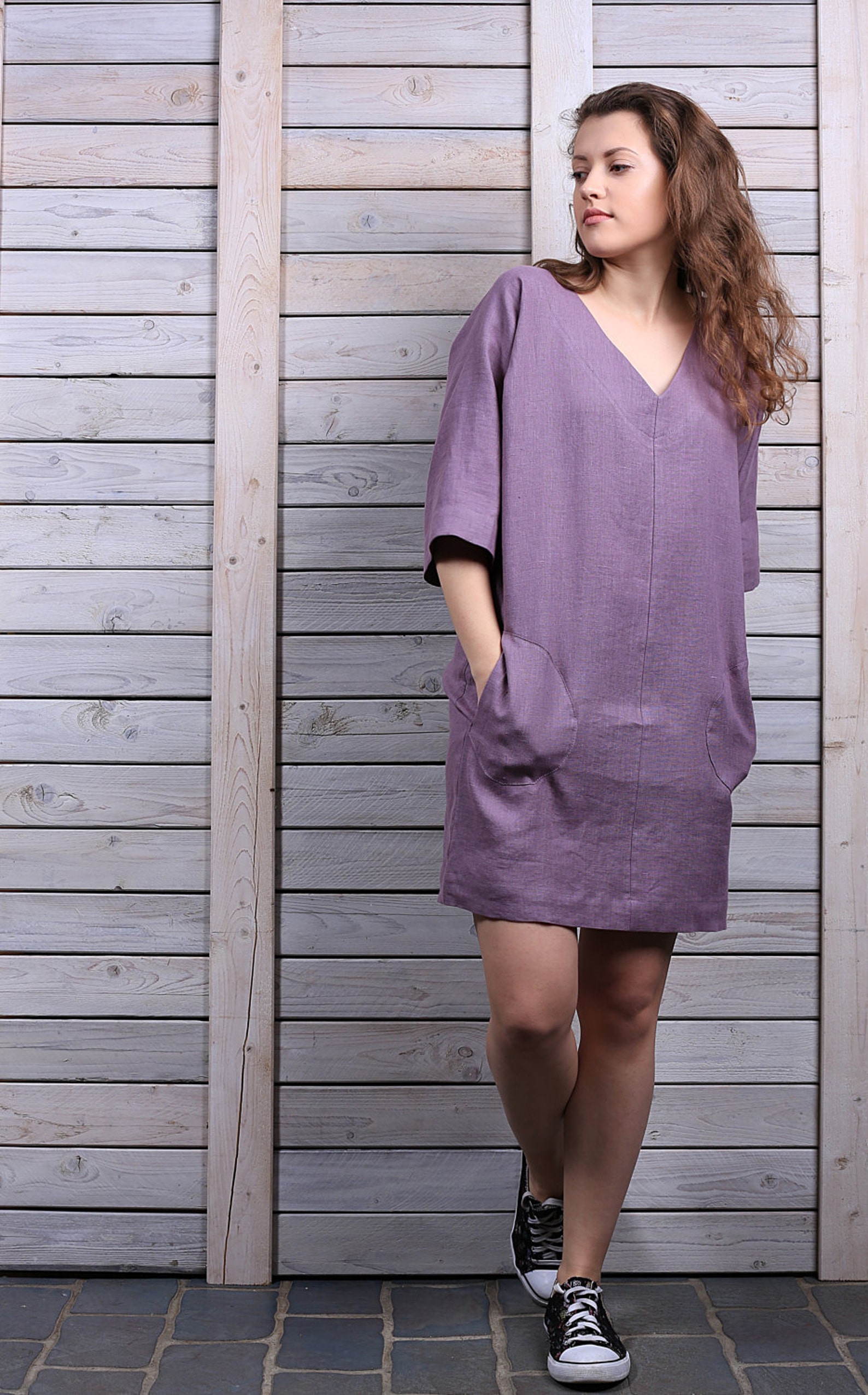 Linen tunic / Casual dress / Summer tunic dress / lavender | Etsy
